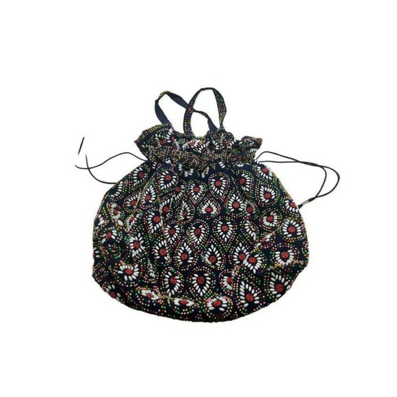 Unbranded | Bags | Beaded Hobo Drawstring Purse Bag Tote Bright Beads ...